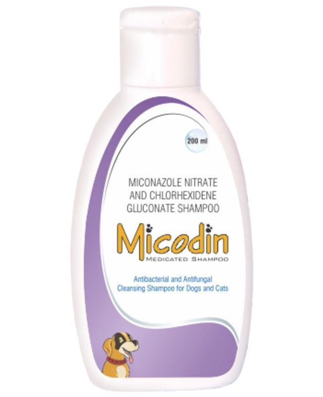 Intas Micodin Chlorohexidine and Miconazole Antibacterial and Antifungal Shampoo for Dogs and ...